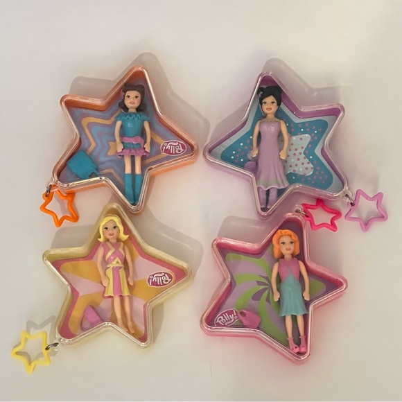 polly pocket | Toys | Lot Of 4 Polly Pocket Sparkle Stars Clip It Dolls ...